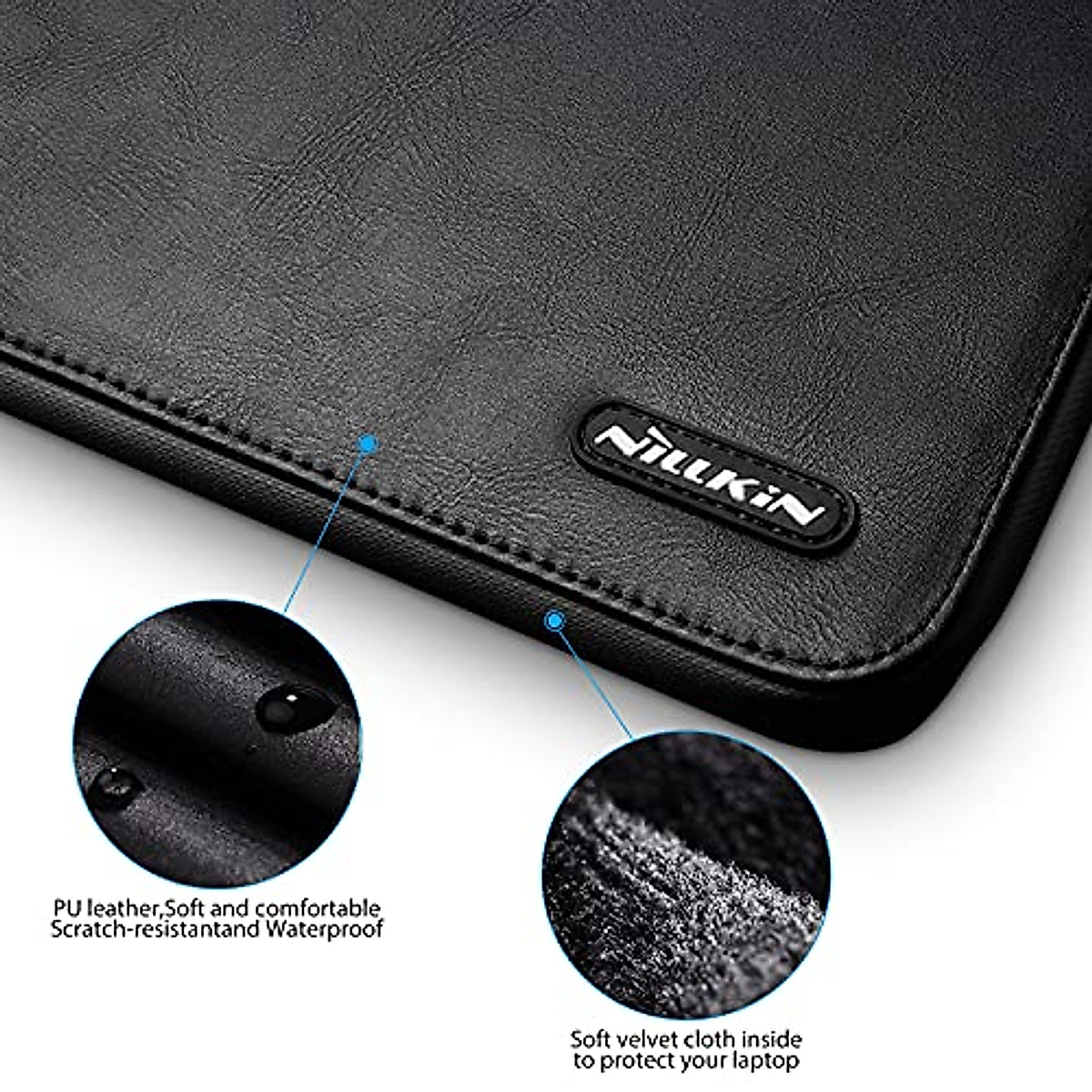 Nillkin Laptop Sleeve Case with Laptop Stand and Handle - 14 inch Laptop Bag PU Leather Case Compatible with 13/13.3-14 inch MacBook Air, HP, Dell,Samsung Chromebook Asus Notebook, Dark Black