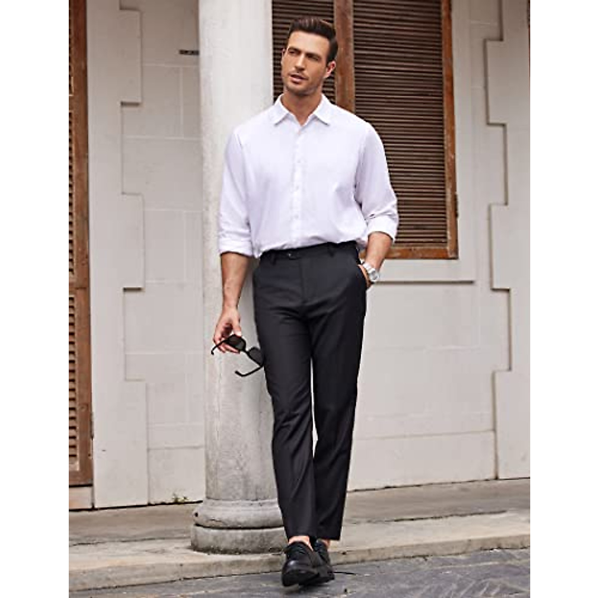 COOFANDY Men's Classic Fit Flat Front Dress Pants No Iron Premium Casual Pants