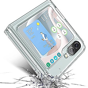 NGB Supremacy Compatible with Samsung Galaxy Z Flip 5 Case (5G 2023) with Ring Holder/Wrist Strap, Liquid Sparkle Floating Glitter Cute Girls Women Protective Case (Crystal Gem)