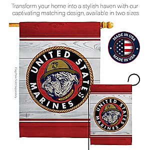 Breeze Decor Marine Bulldog Garden House Flag Set Armed Forces Corps USMC Semper Fi United State American Military Veteran Retire Official Decoration Banner Small Yard Gift Double-Sided, Made in USA