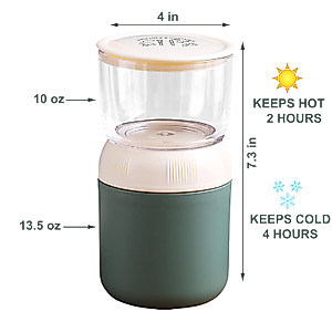 Xunyou Insulated Yogurt Container with Topping Cereal or Oatmeal bowl, Portable 2-in-1 Food Storage Jar with Spoon for Milk, Granola, Snack, Breakfast On the Go Cups, Leak-Proof & BPA Free