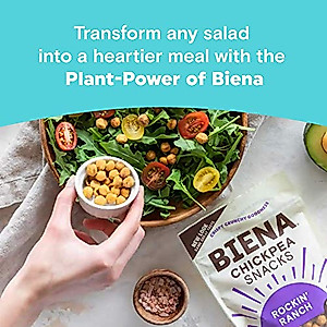 BIENA Chickpea Snacks - Crunchy Roasted Chickpeas - High Fiber Vegan Protein Snacks for Adults and Kids - 5 Ounce Individual Pack - Rockin' Ranch