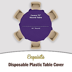 Exquisite 12-Pack Premium Plastic 84-Inch Round Tablecloth - Purple