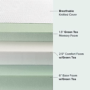 ZINUS 10 Inch Green Tea Aspire Memory Foam Mattress / CertiPUR-US Certified / Bed-in-a-Box / Pressure Relieving / Made in USA, Queen