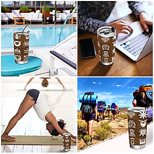 Traditional Culture Of Brown Totem Stainless Steel car cup with Straw Lid coffee travel mug 20oz for hot and cold drinks simply Vacuum Insulated Tumbler 20 OZ