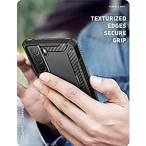 Clayco Xenon Case for Samsung Galaxy S21 FE 5G, [Built-in Screen Protector] Full-Body Rugged Cover Compatible with Fingerprint Reader, 6.4 inch 2022 Release (Black)