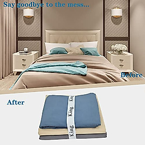 Maletnd 8 Pieces Bed Sheet Organizer Bands, King Queen Twin Full Closet Organization Sheet Straps,Elastic Bed Sheet Storage Sheet Keepers, Linen Labels Bedding Bands