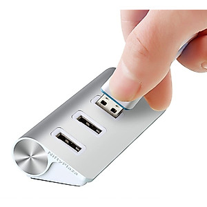 4 Port 2.0 USB Hub Aluminum Alloy Blue LED Portable Adapter Cable Splitter