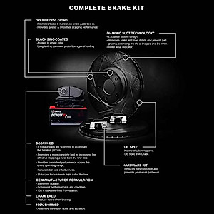 R1 Concepts Front Brakes and Rotors Kit |Front Brake Pads| Brake Rotors and Pads|Optimum OEp Brake Pads and Rotors| Hardware Kit WCUH1-11029