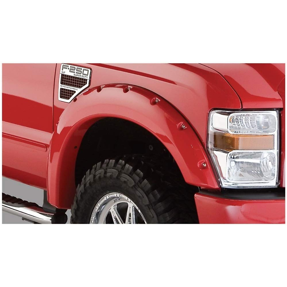 Bushwacker Pocket/Rivet Style Front Fender Flares | 2-Piece Set, Black, Smooth Finish | 20055-02 | Fits 2008-2010 Ford F-250/F-350 Styleside Super Duty