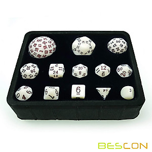 Bescon Super Glowing in Dark Complete Polyhedral RPG Dice Set 13pcs D3-D100