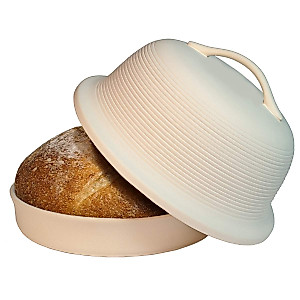 Sassafras Superstone Stoneware La Cloche Bread Baker, Unglazed, Bakes an Artisan Bread with Crusty Crust and a Light Crumb