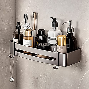 KISUFU Shower Caddy,Shower Shelf,Adhesive Shower Organizer No Drilling,Bathroom Storage Organizer,Large Capacity Shower Shelves,Bathroom and Kitchen Storage-2pck（gray）