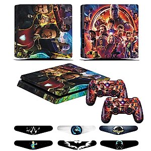 PS4 Slim Skins - Decals for PS4 Controller Playstation 4 Slim - Stickers Cover for PS4 Slim Controller Sony Playstation Four Slim Accessories with Dualshock 4 Two Controllers Skin - Ironman