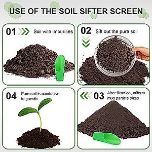 Windyun 3 Pcs Rock Garden Sieve Soil Dirt Sifter Sand Soil Sieve Compost Sifter Screen Sifting Screen Pan Metal Dirt Strainer with Shovel Tools for Gardening Bonsai Beach Gravel, 3 Sieve Mesh