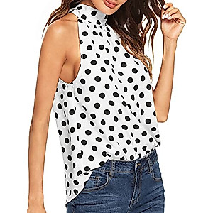 Verdusa Women's Casual Sleeveless Keyhole Tied Back Mock Neck Blouse Top White XL