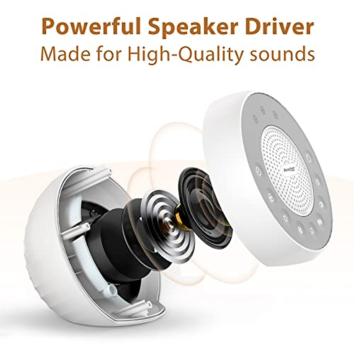 REACHER R2 White Noise Machine and Night Light with 31 Soothing Sounds, 0-100 Dimmable Color Changing Light, Sleep Timer for Sleeping, Feeding, for Baby, Kids, Adult,Bedside Table