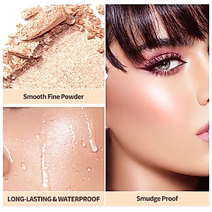 SUMEITANG 8 Colors Face Highlighter Makeup Palette，Shimmer Glitter Multichrome Highlight Powder，All Sparkling Shades Can Be layered or Worn Individually to Enhance and Brighten Your Face Features