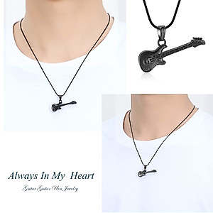 zeqingjw Electronic Guitar Cremation Jewelry Urn Pendant for Ashes Music Instrument Memorial Ashes Necklace Keepsake Jewelry (Customize)