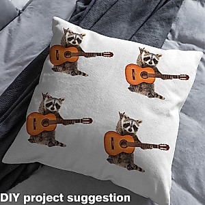 Erosebridal Funny Raccoon Fabric by The Yard,Acoustic Guitar Upholstery Fabric for Boys Kids Girls,Kawaii Jungle Animal Decorative Fabric,Rock Music Raccoon Indoor Outdoor Fabric for Sewing,2 Yards