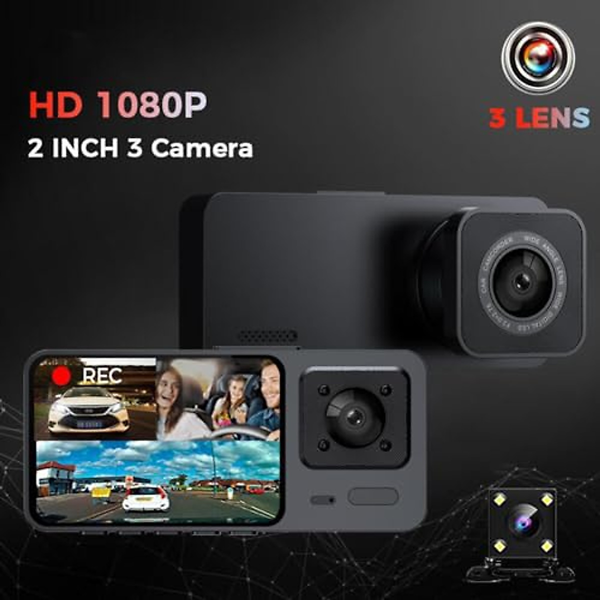 Dash Camera Dash Cam 1080P Dash Camera for Metal Automotive Cars DVR Driving Recorded with 2.0In IPS Screen Parking Monitor Loop Recording Accident Lock Motion Detection