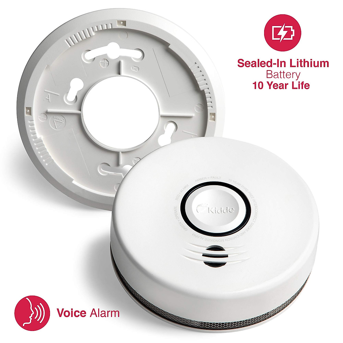 Kidde Smoke & Carbon Monoxide Detector, 10-Year Battery, Interconnect Combination Smoke & CO Alarm, Voice Alert