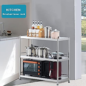 susunnus Stainless Steel Shelves 3 Tier Storage Shelves for Kitchen Garage Shelves Heavy Duty Shelving Metal Shelving Units and Storage Kitchen Industrial Storage Rack