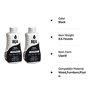 Rit Dye Liquid Fabric Dye, 8 fl oz, Black, 2-Pack