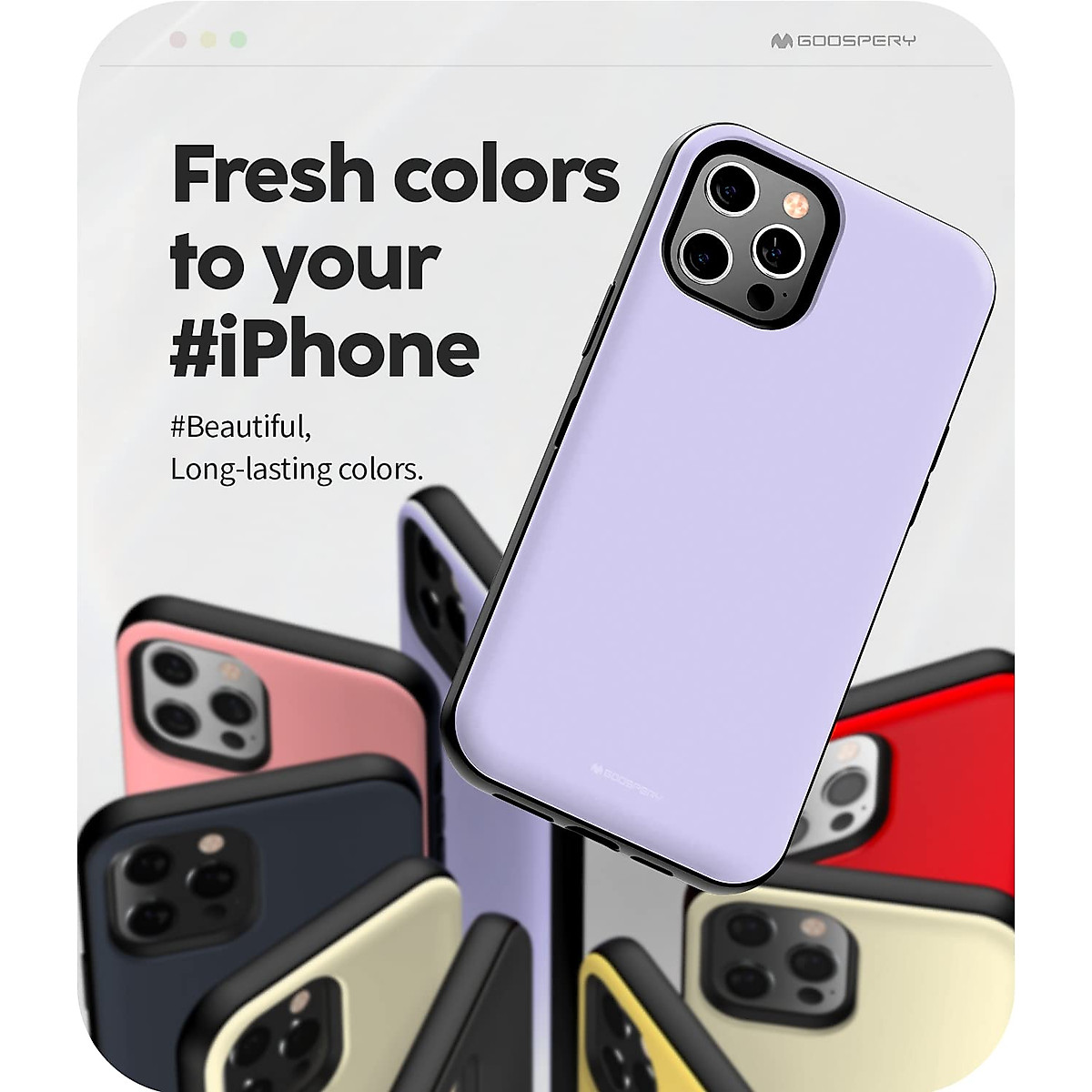 GOOSPERY for iPhone 12 Pro Max 6.7"(2020) Card Holder Wallet Case, Easy Magnetic Door Closure Protective Dual Layer Bumper Sturdy Phone Back Cover with Hidden Mirror - Purple