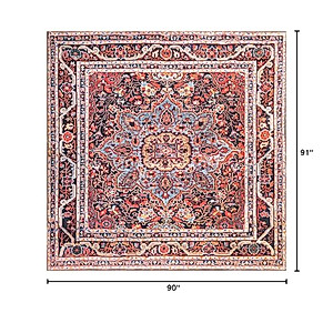 Unique Loom Timeless Collection Area Rug - Jude (7' 6" Square, Burgundy/ Black)