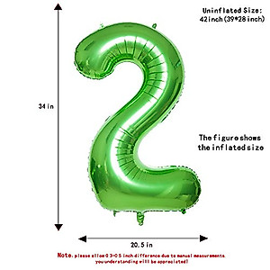 Green 2 Balloons,40 Inch Birthday Foil Balloon Party Decorations Supplies Helium Mylar Digital Balloons (Green Number 2)