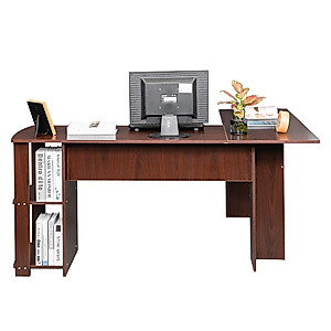 Dark Brown Computer Desk Corner Desk with Shelves, Home Office Desk, L-Shaped Desk Table Workstation Writing Table with Storage Shelves 52.75" H x 19.67 "Lx 27.56" H