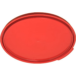 Carlisle FoodService Products Storplus Round Food Storage Container Lid with Stackable Design for Catering, Buffets, Restaurants, Polypropylene (Pp), 6 To 8 Quarts, Red, (Pack of 12)