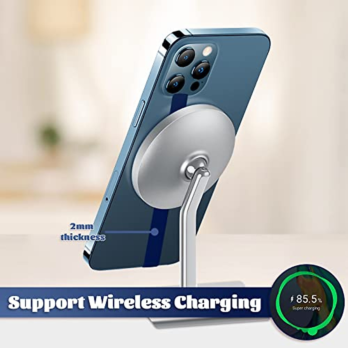 Phone Strap Holder for Hand, 3pcs Elastic Silicone Phone Strap for Back of Phone Case Phone Finger Grip Strap Holder Phone Holder Compatible with iPhone 14/14 Pro, Android Phone (210, 2 Black+Navy)