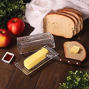 Bezrat Glass Butter Dish with Lid | Classic 2-Piece Design Butter Keeper | Covers and Holds a Standard Stick of Butter | Dishwasher Safe