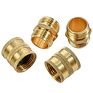 4 Pack 3/4 Inch Brass Garden Hose Connector,Female to Female hose adapter,Male to Male hose adapter,Double Female with Dual Swivel (with 4 Washers)