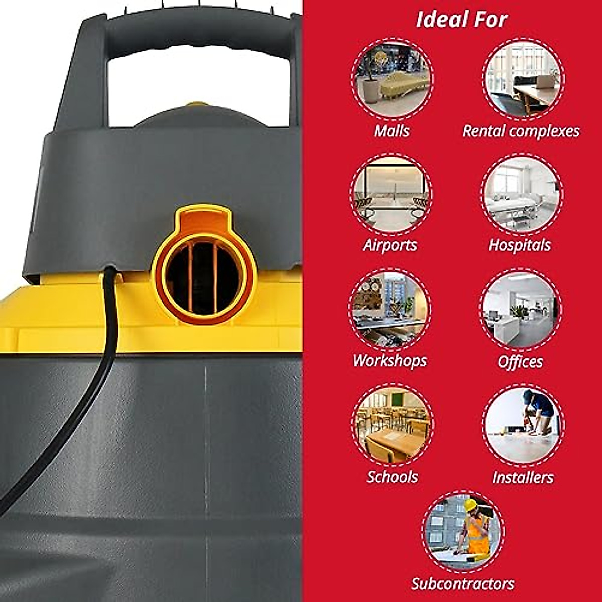 Koblenz Contractor Wet/Dry Vac, 6 Gallon Tip-Resistant Tank,5.0HP, Gray+Yellow (WD-6 C212)