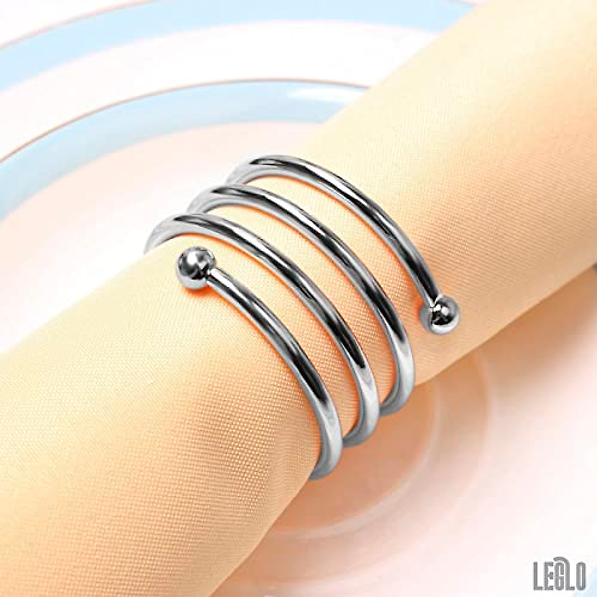 8Pcs Napkin Ring Kitchen Table Set - Silverware Napkin Rings for Table Setting Kitchen Table Thanksgiving Napkin Rings - Napkin Holder Kitchen Set Dining Table for Wedding Dinner Table Decor Simple