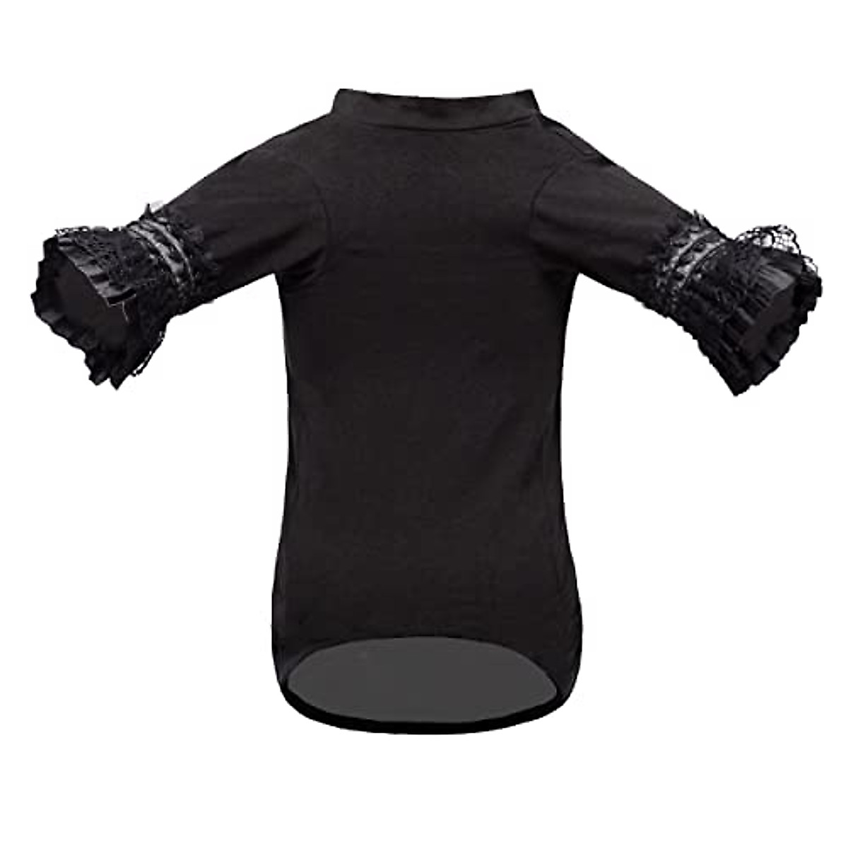 Cute Soft Cotton Dog Vest Roll Collar Breathable Doggy Shirts Clothes with Lace for Small and Medium Dogs and Cats Holiday Birthday Party (Black, XS)