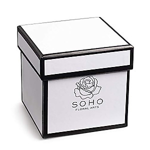 Soho Floral Arts | Roses in A Box | Genuine Roses that Last for Years (White Square 4ct, Radiant Pink) | Mothers Day Gifts