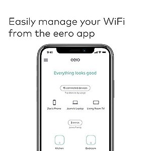 Certified Refurbished Amazon eero mesh WiFi system – for whole-home coverage, 4-pack (3 routers + 1 Amazon smart plug)