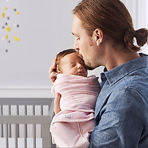 BreathableBaby Adjustable 3-in-1 Soft Premium Cotton Newborn Swaddle Trio Blanket & Wrap, (Infants 0-4 months) – Gray Watercolor Stripe, Arms Up, Arms Down, Arms Out, 61233-A