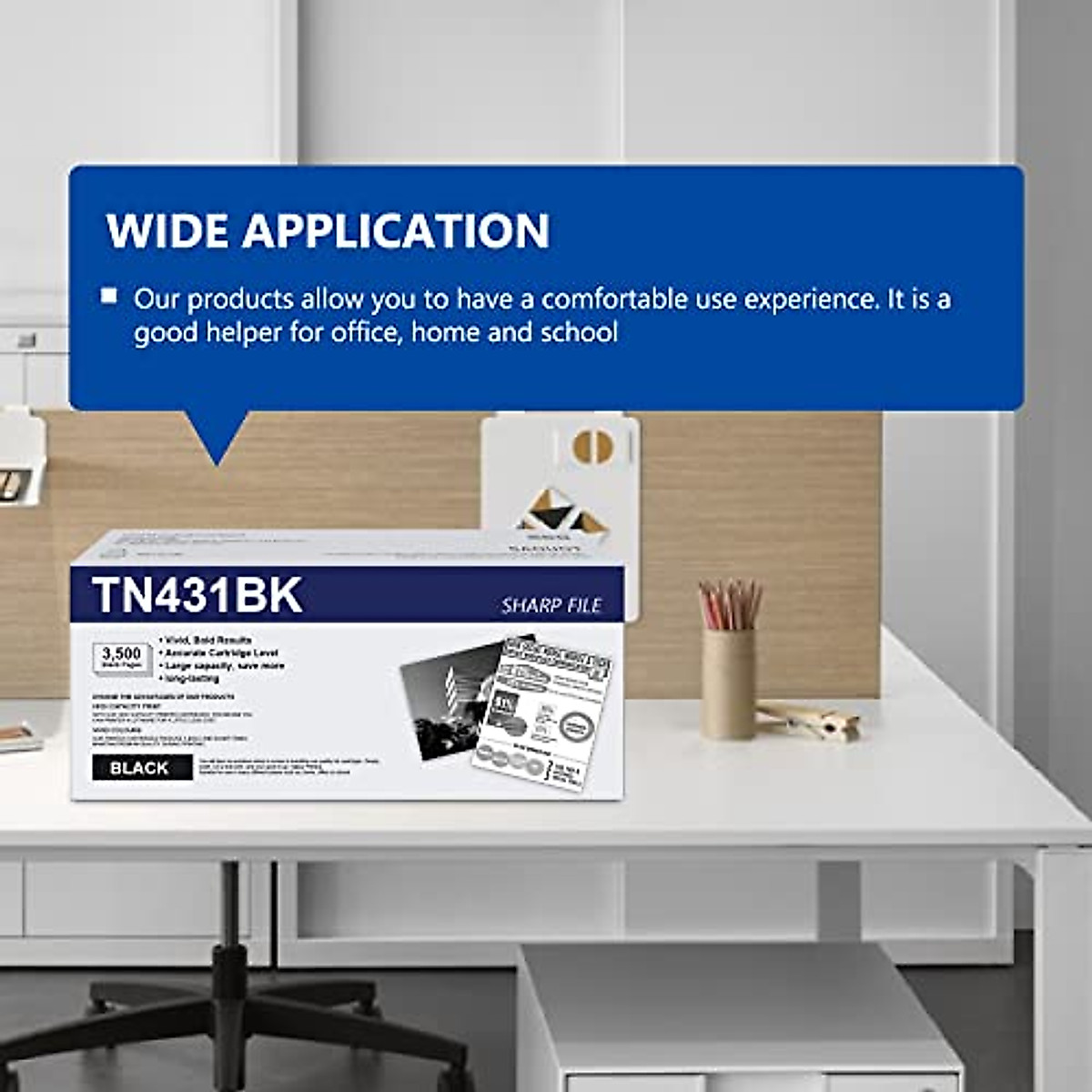 (3,500 Pages) TN-431 TN431 Toner Cartridge Compatible Replacement for Brother TN431BK Black Toner Cartridge MFC-L8610CDW MFC-L8690CDW HL-L9310CDW HL-L9310CDWT DCP-L8410CDW Printer, 1 Pack