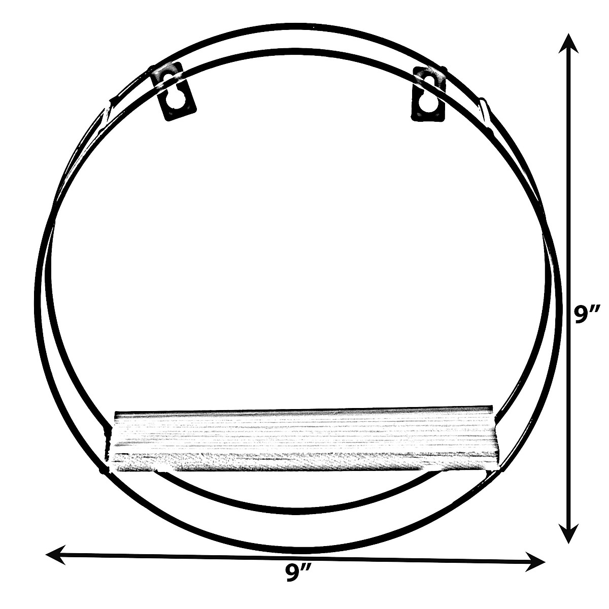 Vintiquewise Round, Wooden Board with Metal Frame Wall Mount Floating Shelf for The Living Room, Dining Room, or Office