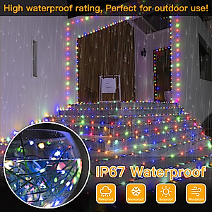 Ollny Solar String Lights Outdoor 2Pack Each 180LED 60FT 11Modes IP67 Waterproof, Warm White & Multicolor Solar Fairy Lights with Timer Memory for Patio Christmas Decorations