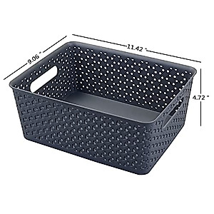 Neadas Plastic Woven Storage Basket, Plastic Weave Storage Bin, 4 Packs