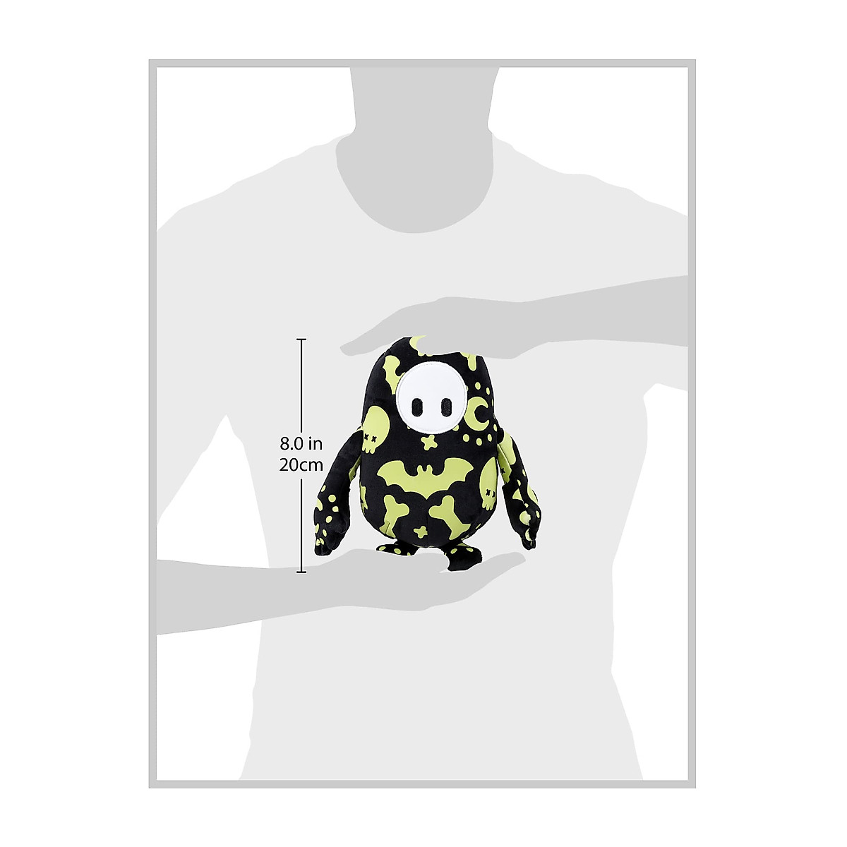 FALL GUYS Ultimate Knockout Small 8" Collectible Plush Toy - Glow in The Dark Spooky Doodles