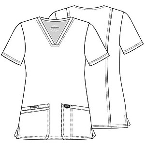 V-Neck Scrubs for Women Workwear Revolution, Soft Stretch, Easy Care WW620, L, Black