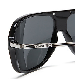 Carrera Cool/S Polarized Pilot Sunglasses, Black and Palladium Frame/Grey Lens, 65 mm
