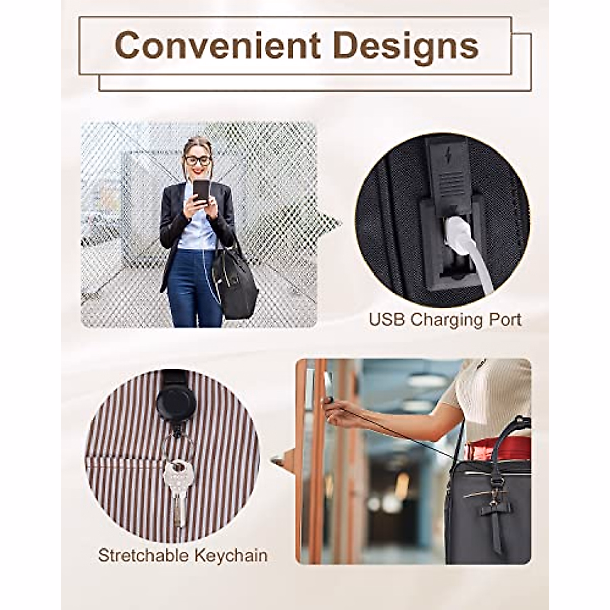 17.3 Inch Laptop Briefcase, Large Convertible Briefcase Backpack for Women, Waterproof PU Leather Women Laptop Bag for Work, 3 in 1 Shoulder Bags Computer Messenger Bag Gift for Business Women, Black